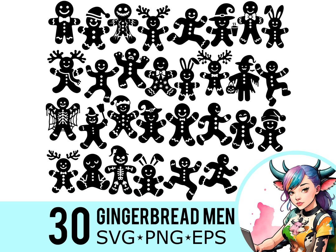 Gingerbread Man SVG PNG EPS Clipart, Christmas Halloween Easter ...