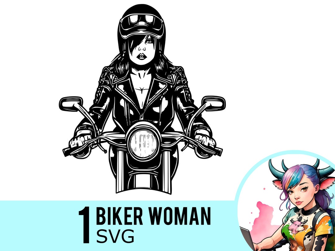 Biker Woman SVG Clipart, Lady Biker Svg, Motorbike Rider Svg ...