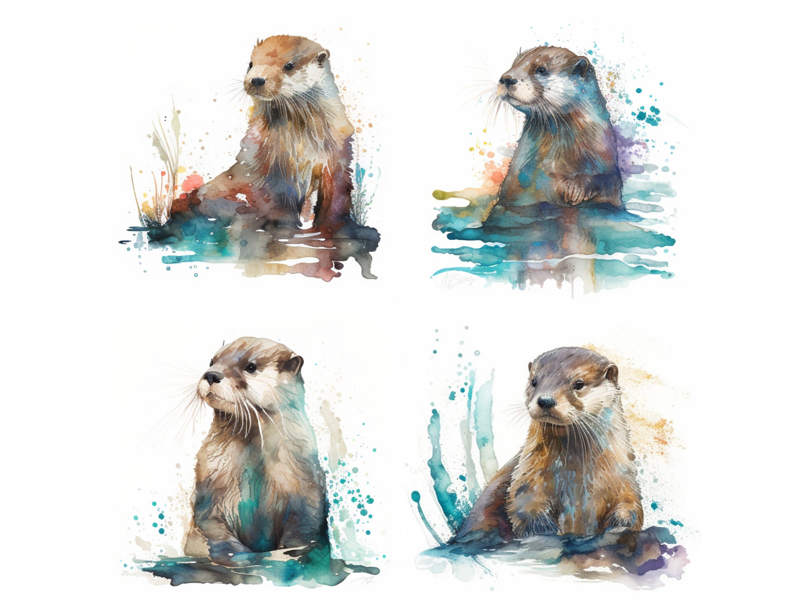 Otter Watercolor PNG Clipart Otter Portrait PNG Watercolour - Etsy