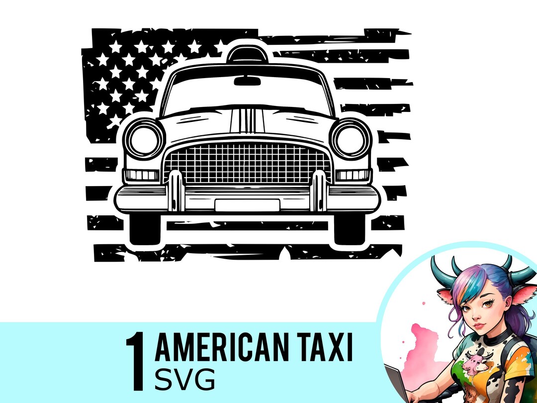 US Taxi Svg Clipart, American Cab Svg, New York Cab Svg, Classic Taxi ...