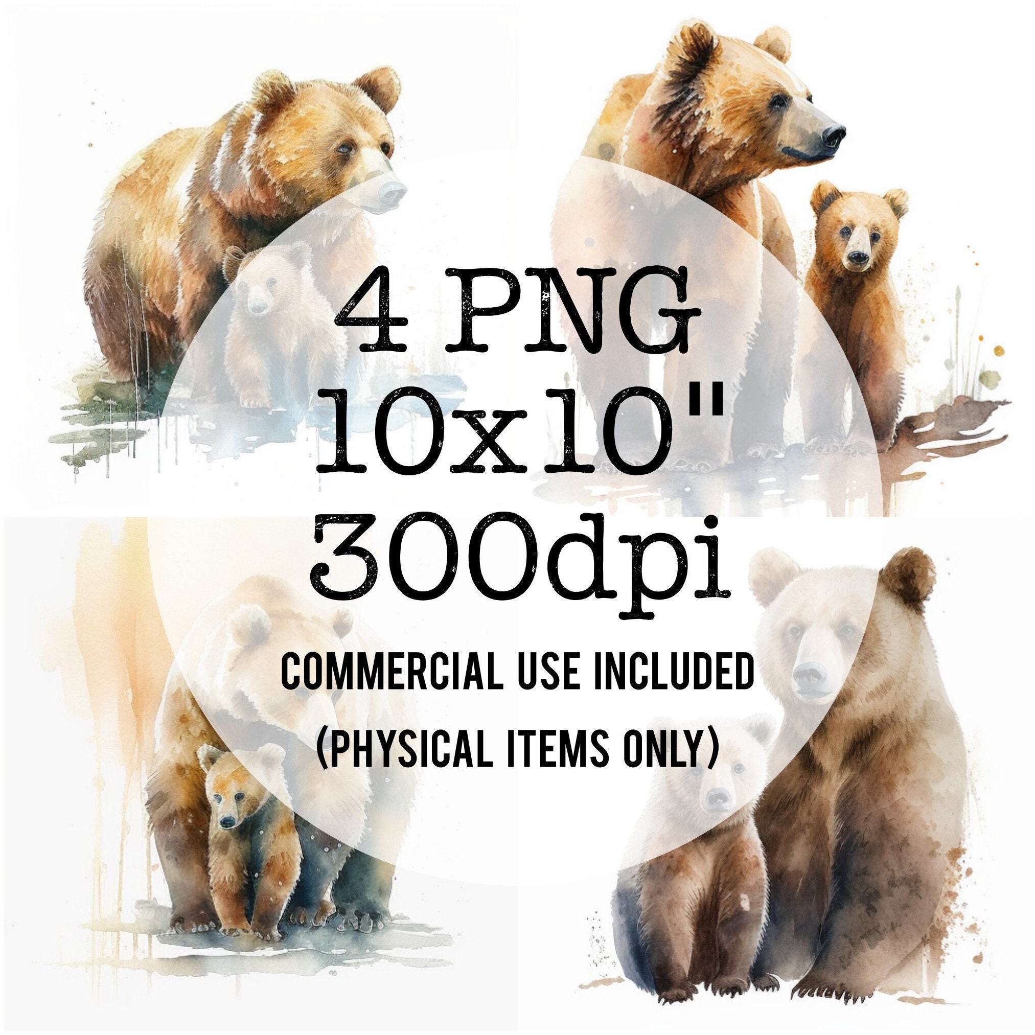 Mom and Baby Bear Watercolour PNG Clipart Brown Bear - Etsy