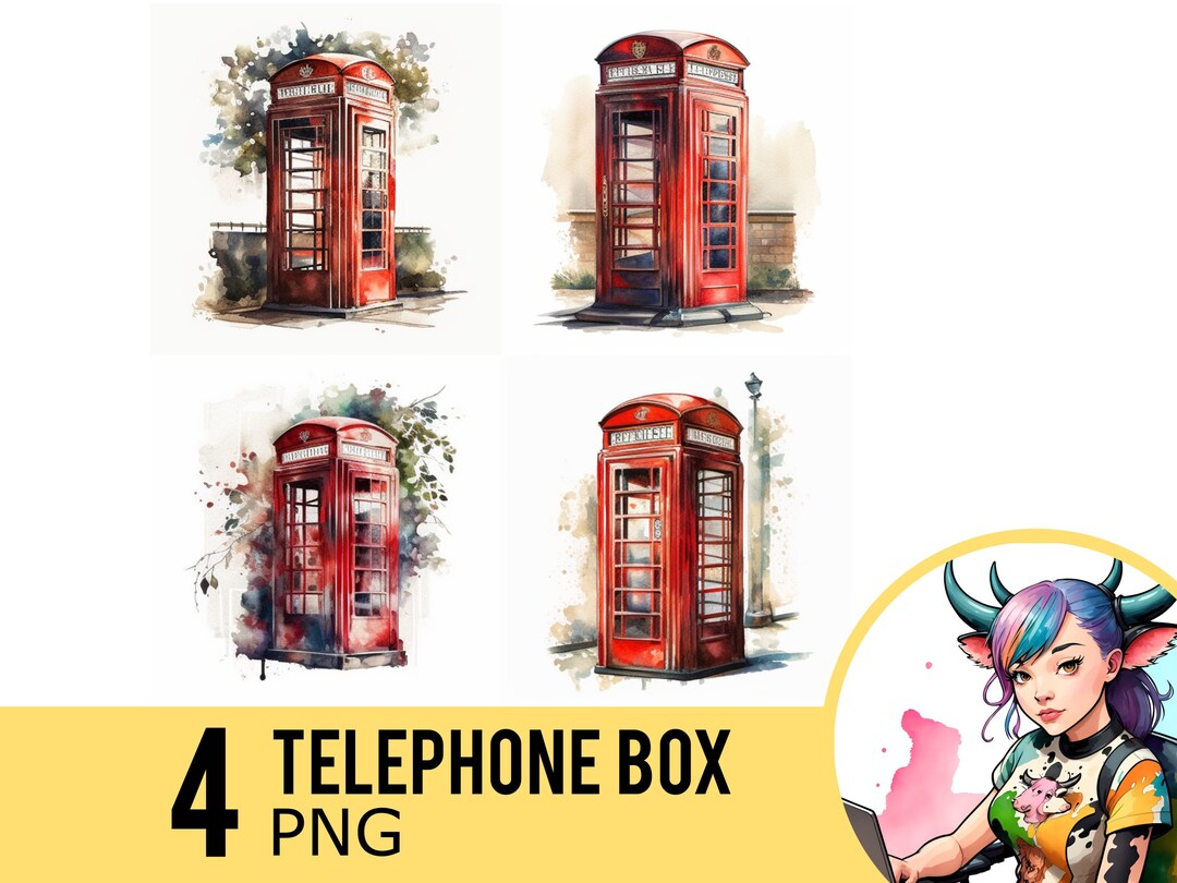 Red Telephone Box Watercolor PNG Clipart, Phone Portrait PNG ...