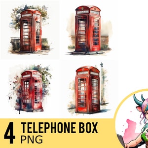 Red Telephone Box Watercolor PNG Clipart, Phone Portrait PNG ...