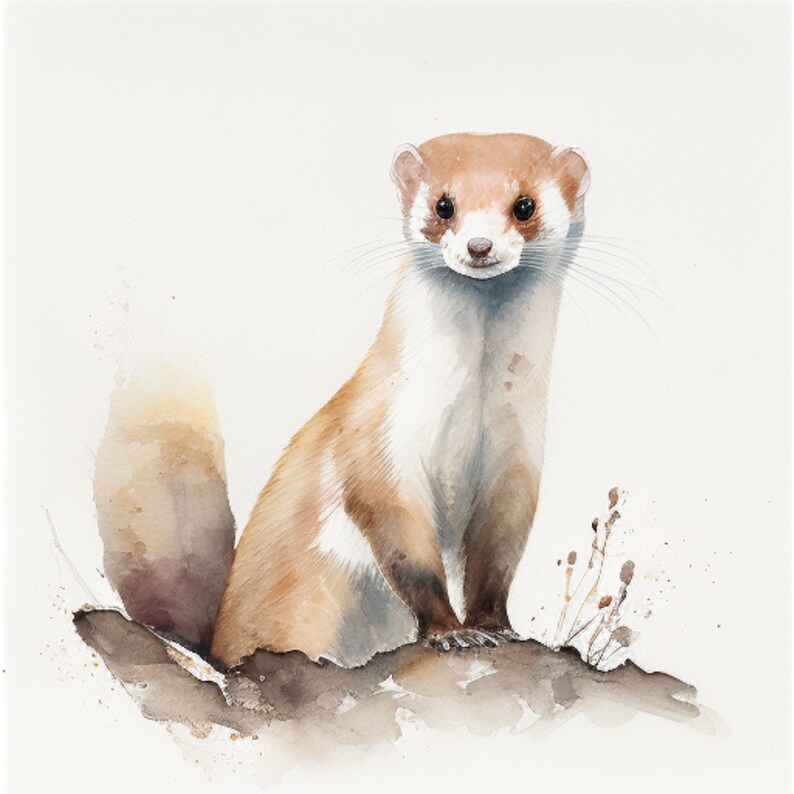 Weasel Watercolor PNG Clipart Weasel PNG Watercolour Instant - Etsy