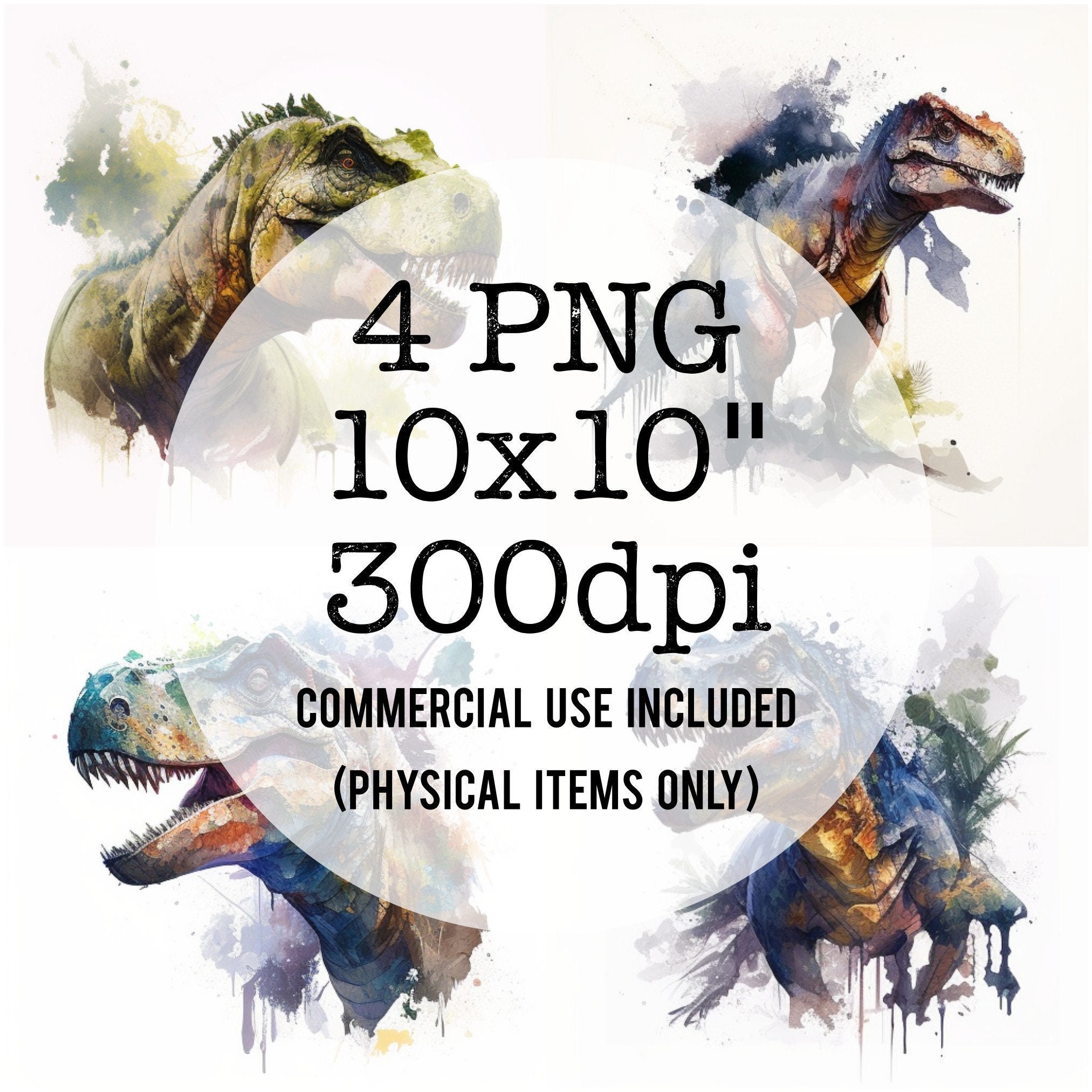 Trex Watercolor PNG Clipart Tyrannosaurus Portrait PNG - Etsy