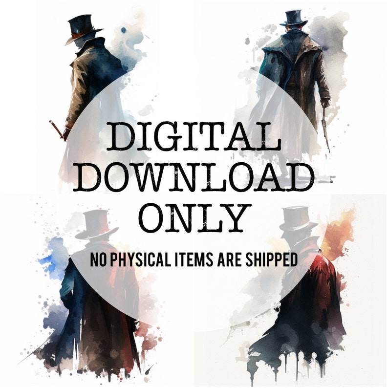 Jack the Ripper Watercolor PNG Clipart Whitechapel Portrait - Etsy