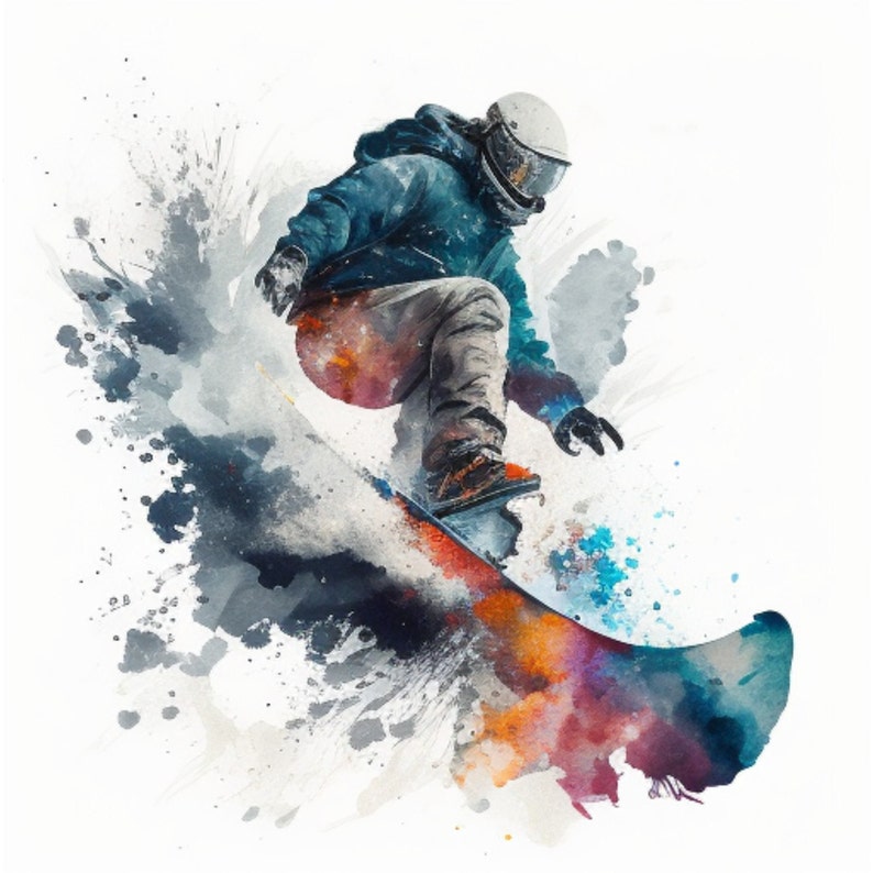 Snowboarding Watercolor Clipart: Four PNG Images (commercial Use) - Etsy