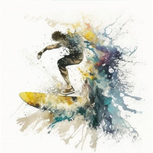 Surfing Watercolor Clipart, 4 Surf Board PNG Images, Extreme Water ...