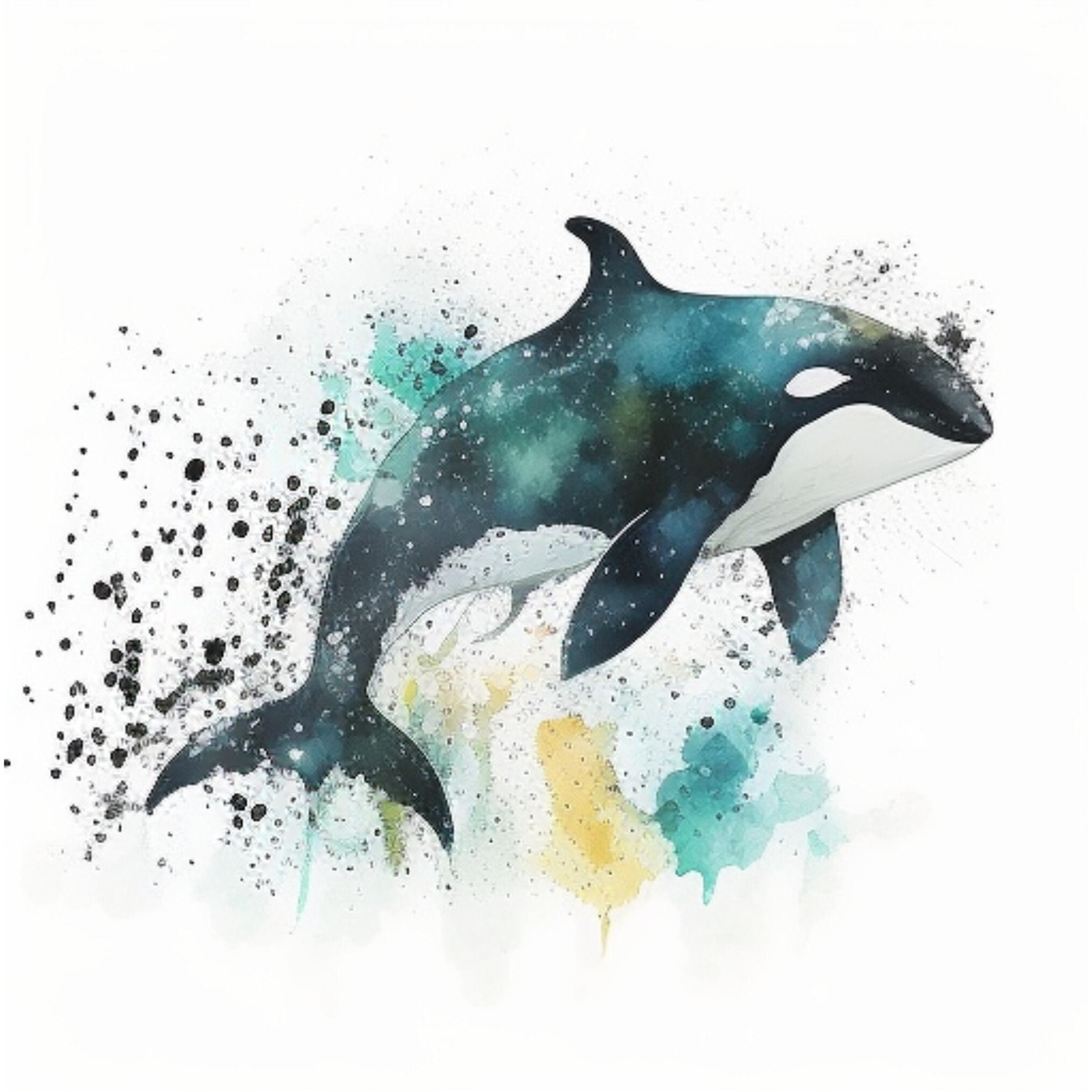 Killer Whale Watercolor PNG Clipart Whale Portrait PNG - Etsy
