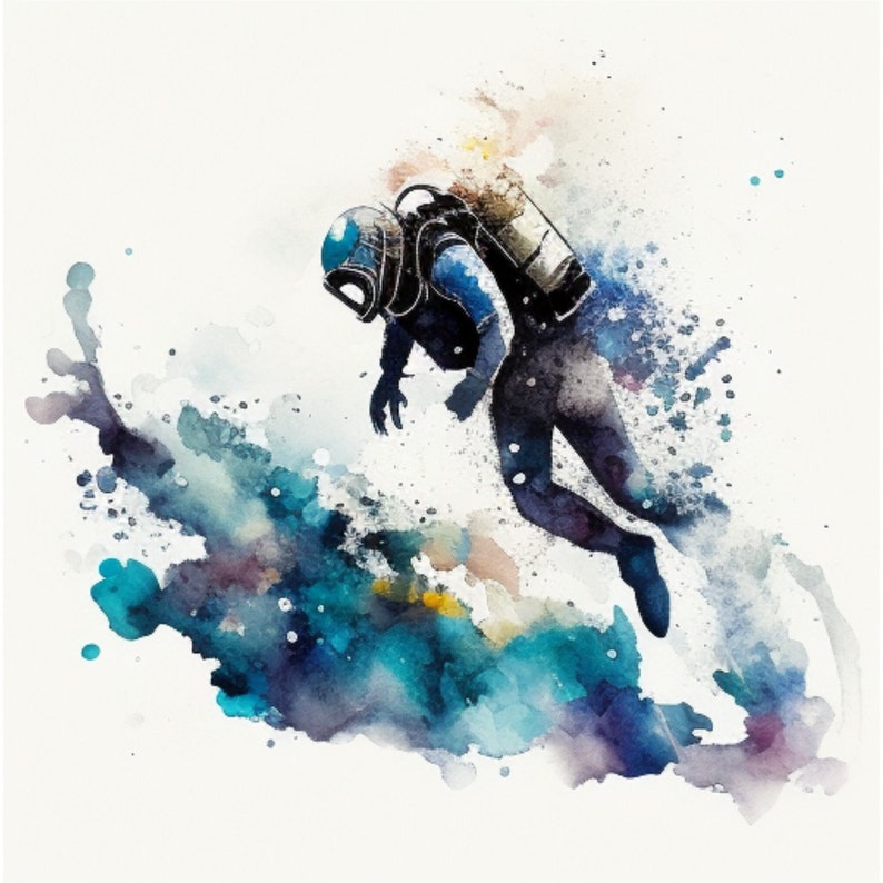 Watercolor Scuba Diving PNG Clipart: 4 Image Set (digital Download) - Etsy