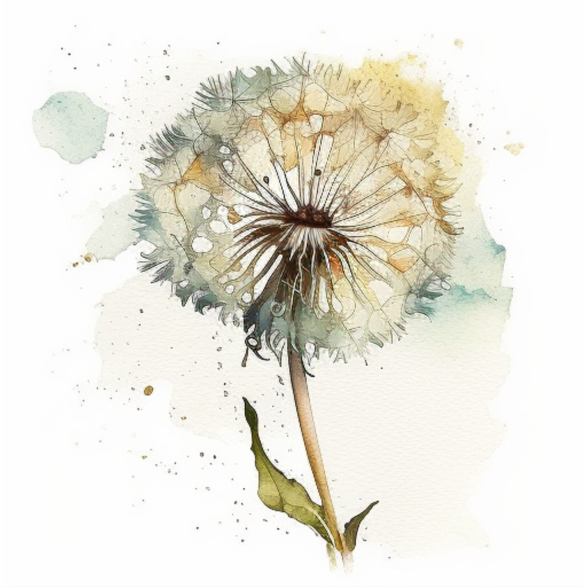 Dandelion Watercolor PNG Clipart Flower Portrait Watercolour - Etsy