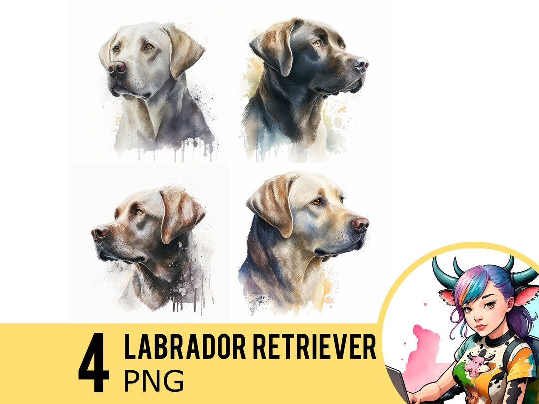 Labrador Retriever Watercolor PNG Clipart, Dog Portrait PNG Watercolour ...