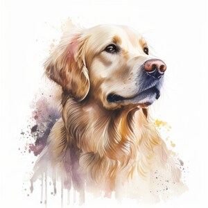 Golden Retriever Watercolor PNG Clipart, Dog Portrait PNG Watercolour ...
