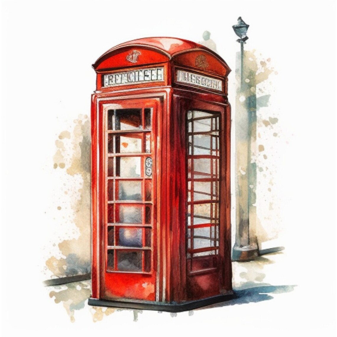 Red Telephone Box Watercolor PNG Clipart Phone Portrait PNG - Etsy