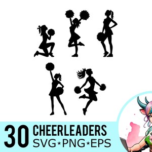 Cheerleader SVG PNG EPS Clipart, Cheer Leader Silhouette, Cheerleading ...