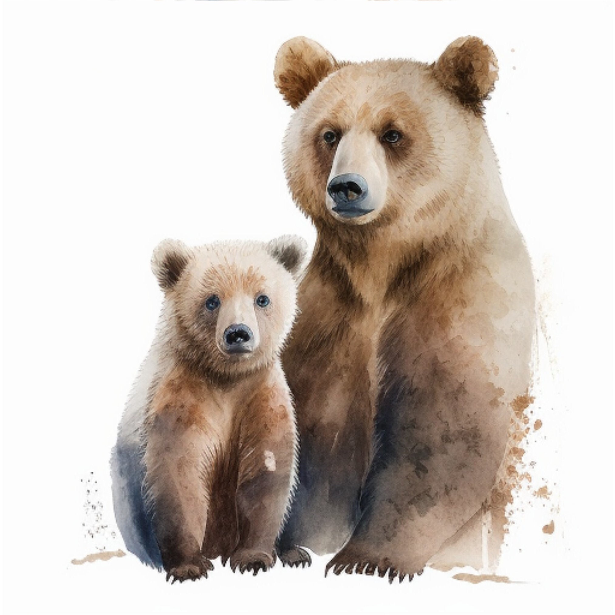 Mom and Baby Bear Watercolour PNG Clipart Brown Bear - Etsy