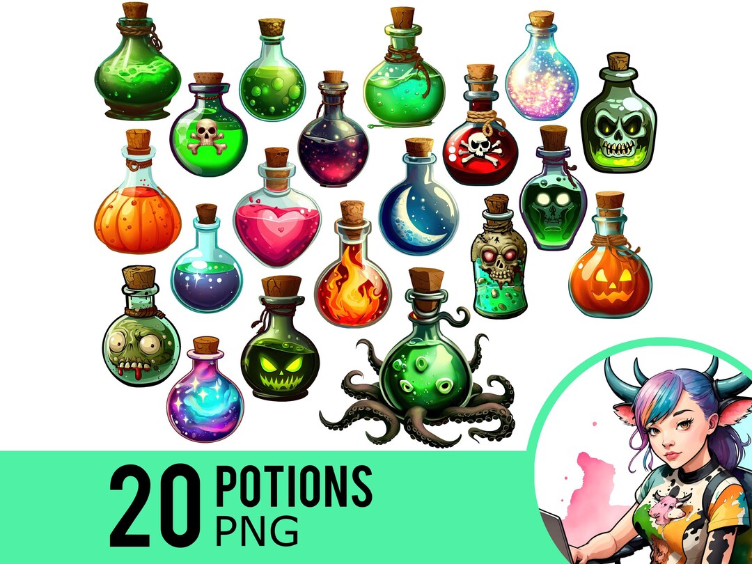 Halloween Potion Clipart: Witchcraft PNG Bundle (digital Download) - Etsy