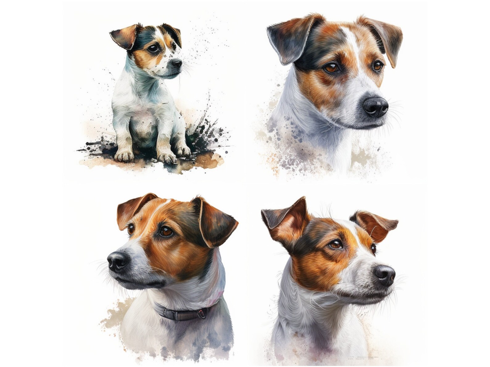 Jack Russell Watercolor PNG Clipart Terrier Dog Portrait PNG - Etsy