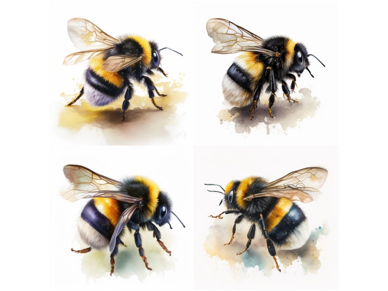 Bumblebee Watercolor PNG Clipart Honey Bee Portrait PNG - Etsy
