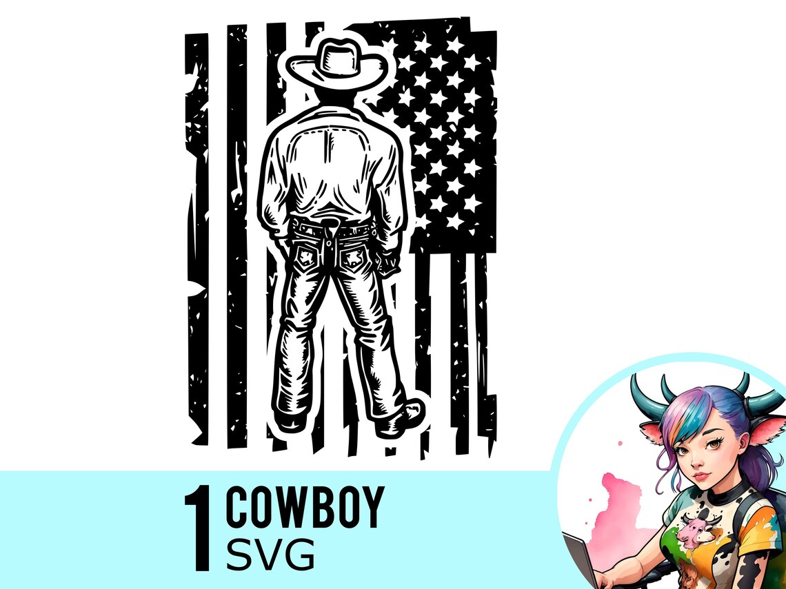 Cowboy Svg Clipart American Cowboy Svg US Flag Svg Wild - Etsy