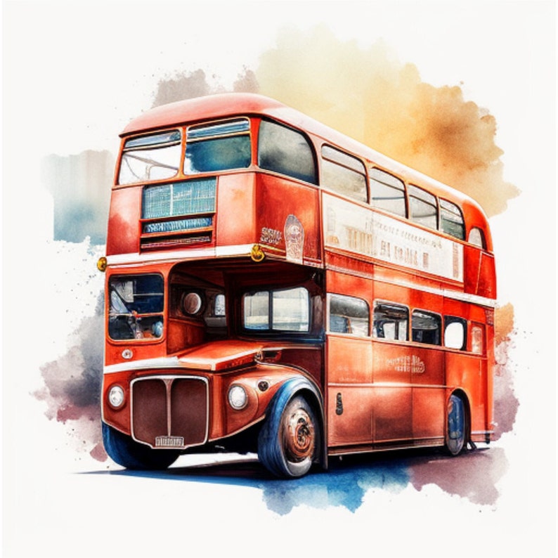 Red Bus Watercolor PNG Clipart London Bus Portrait PNG - Etsy UK