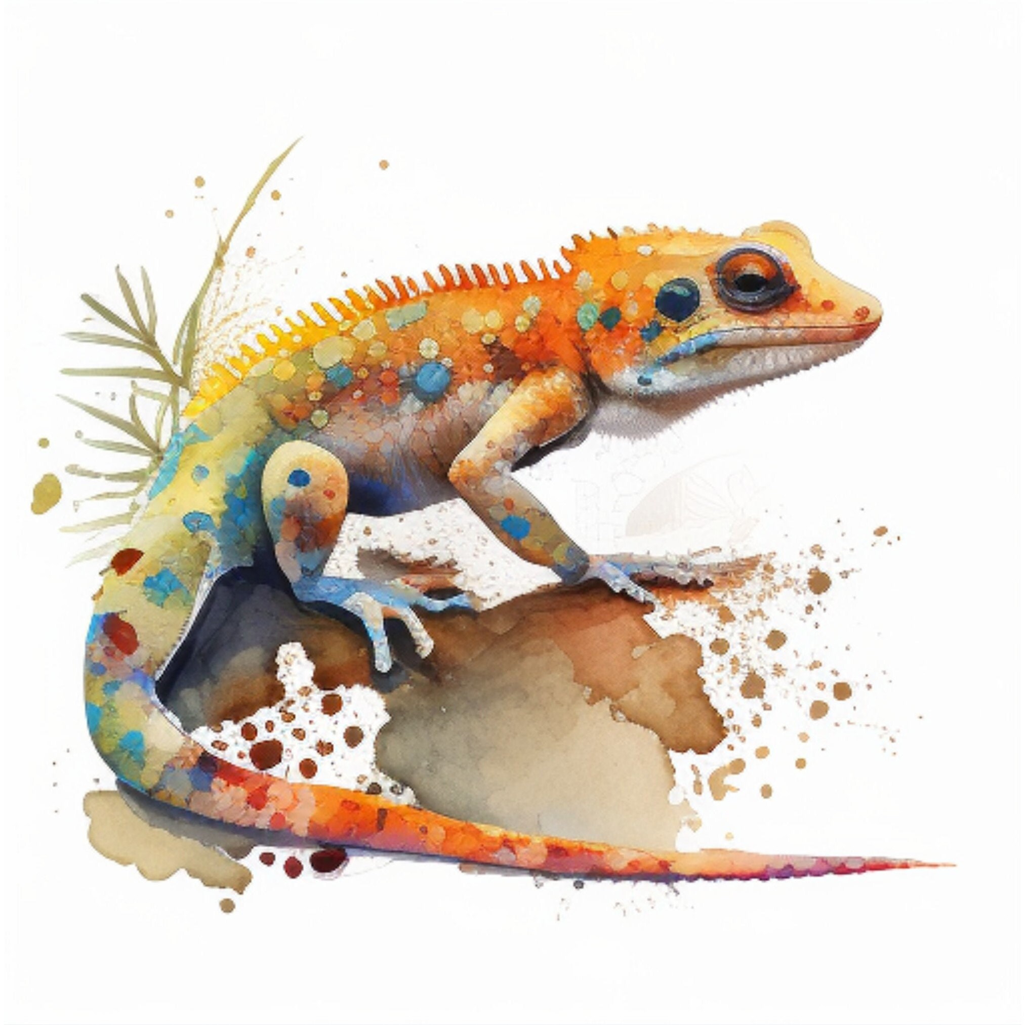 Gecko Watercolor PNG Clipart Lizard Portrait PNG Watercolour - Etsy
