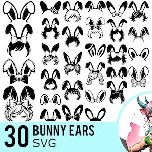 Bunny Ears SVG Clipart, Easter Rabbit Silhouette, Cosplay Bunnies ...