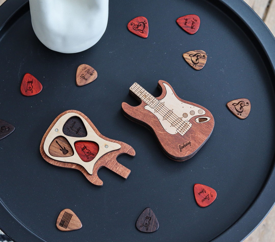 Personalized Guitar Pick With Case for Fathers Day, Wooden Guitar Pick ...