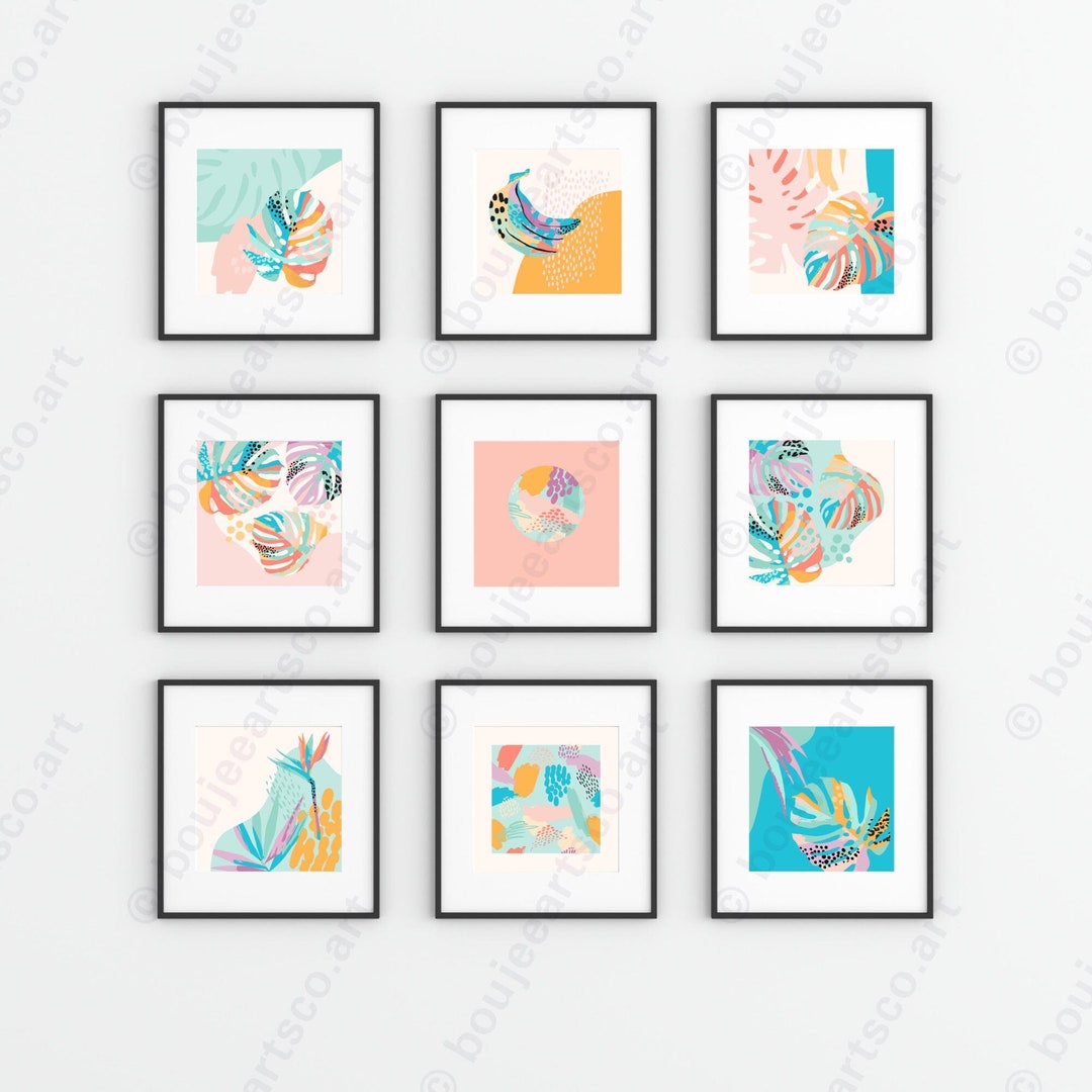 Printable Tropical Boho Artworks Set of 9, Tropical Printable ...