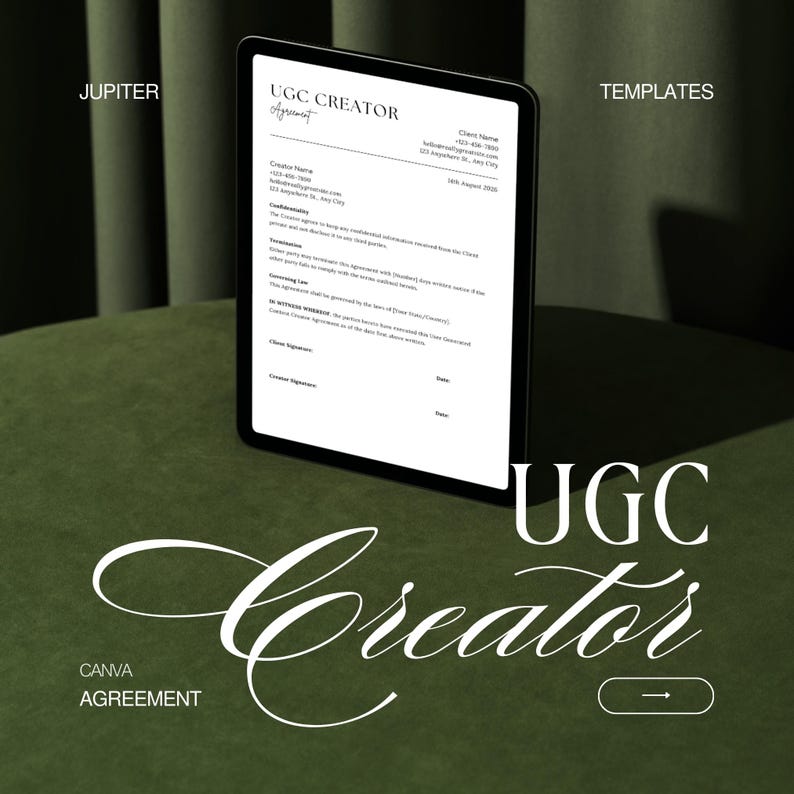 UGC Creator Agreement Template | A4 & US Letter Size - Etsy