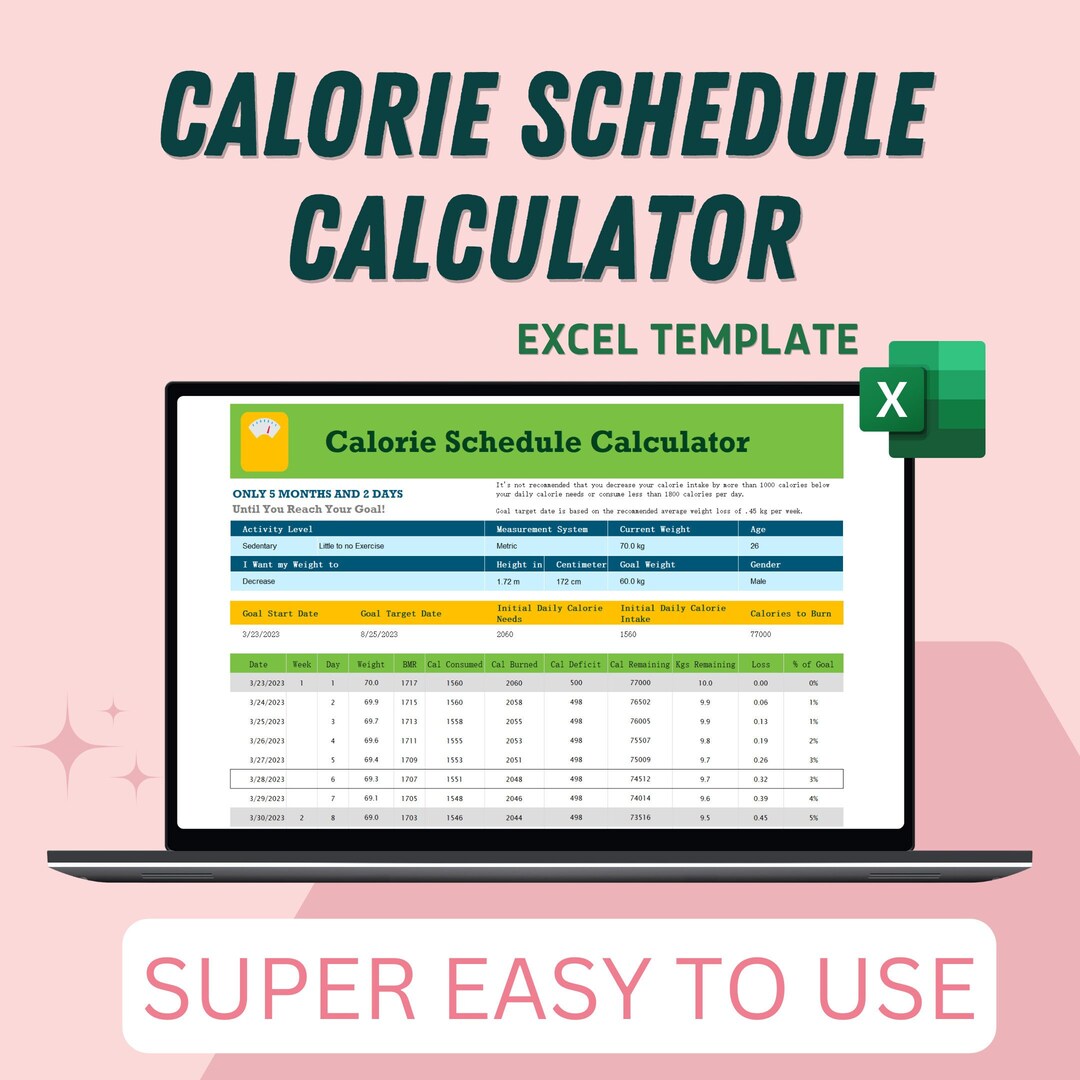 Calorie Schedule Calculator | Excel Templates | Set Your Weight Goals ...
