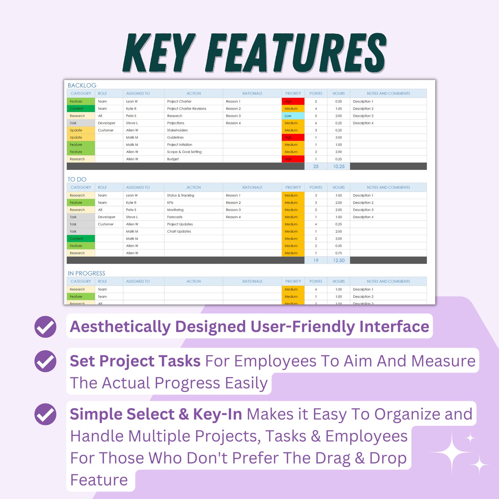 Key-in Kanban Board Excel Template | Excel Templates | Project Tasks ...
