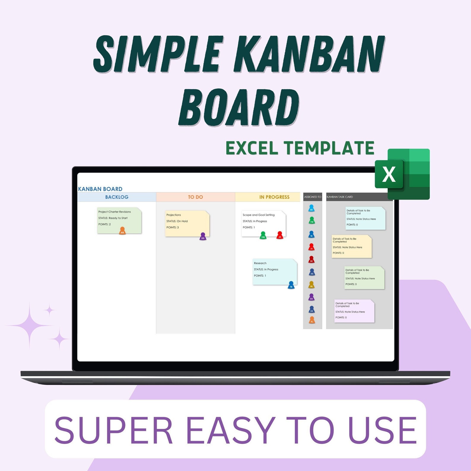 Simple Kanban Board Excel Template | Excel Templates | Project Tasks ...