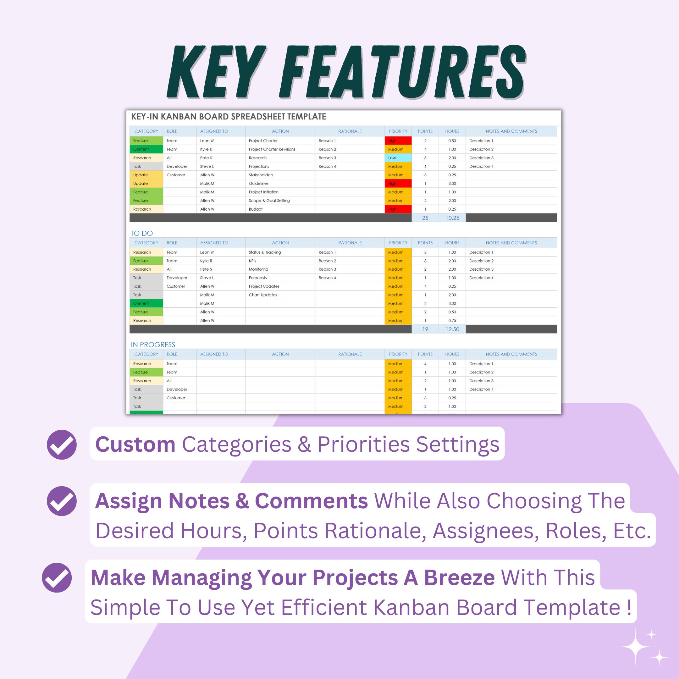 Key-in Kanban Board Excel Template | Excel Templates | Project Tasks ...