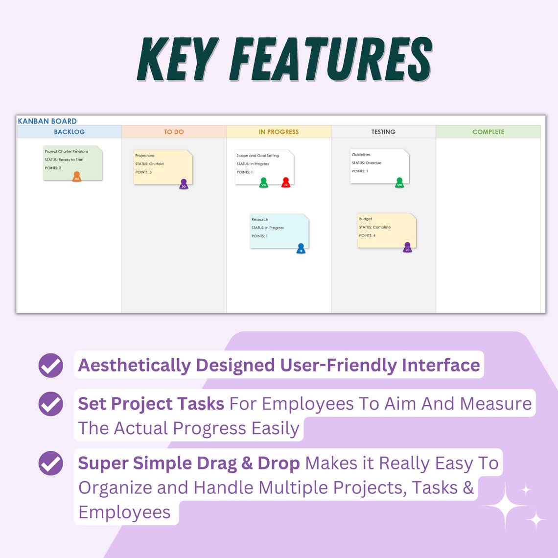 Simple Kanban Board Template | Google Sheets Templates | Project Tasks ...