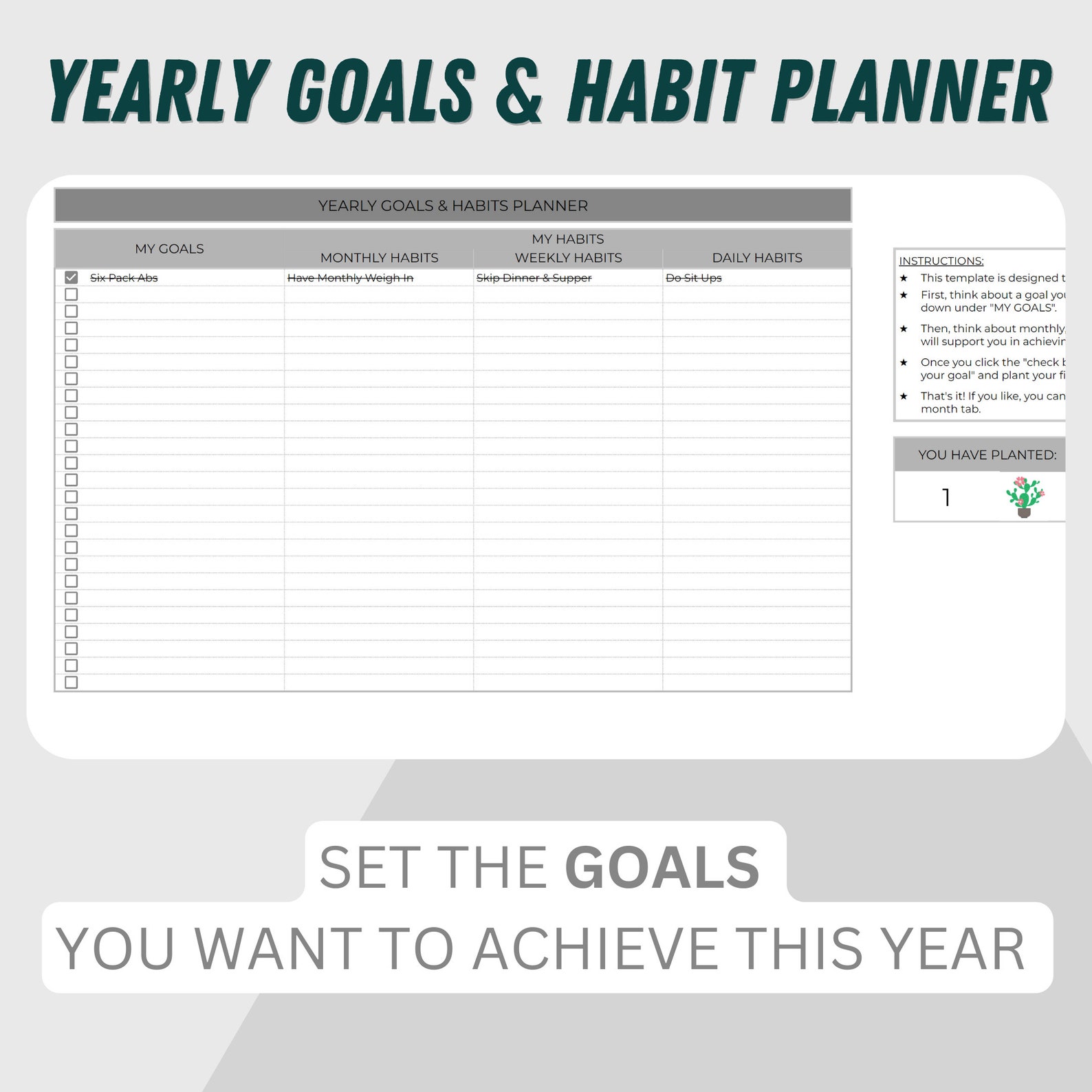 Personal Habit Tracker Template Google Sheets Templates Grey Color ...
