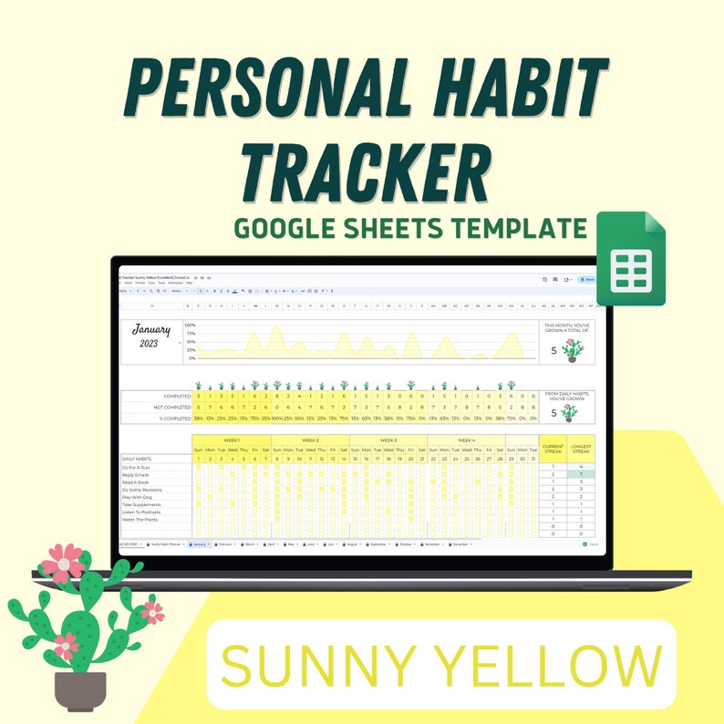 Personal Habit Tracker Template Google Sheets Templates - Etsy