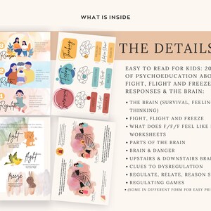 Trauma Therapy Worksheet Bundle: Kid Friendly Fight, Flight & Freeze ...