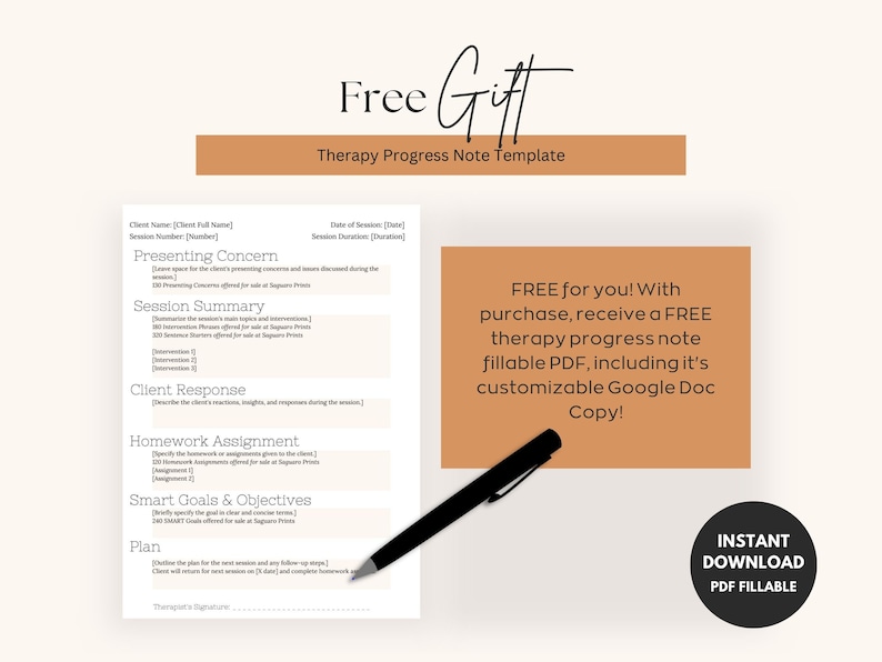 240 SMART Goals for Therapy Progress Notes: Cheat Sheet Template for ...