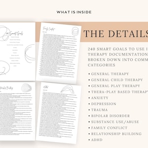 240 SMART Goals for Therapy Progress Notes: Cheat Sheet Template for ...