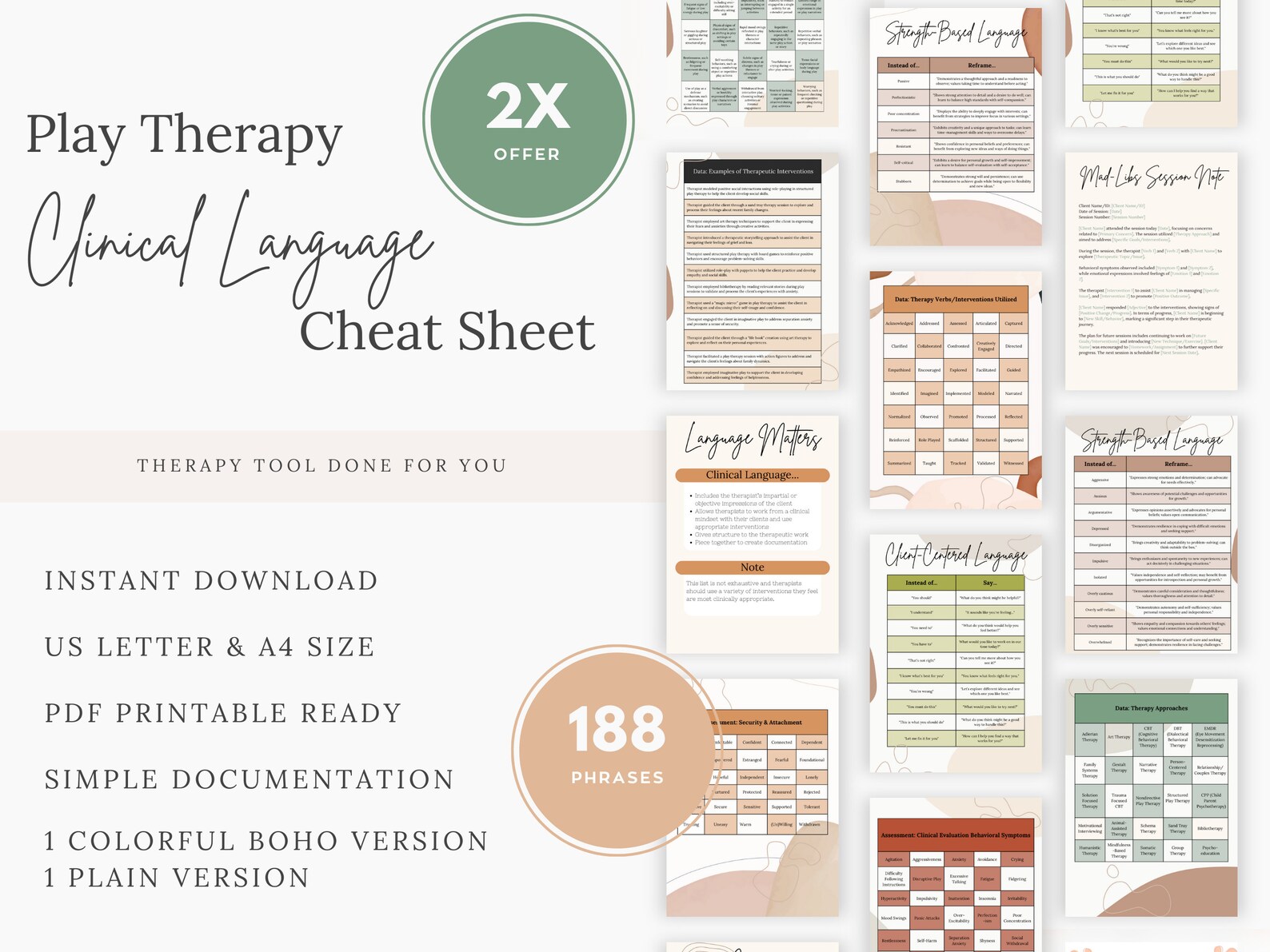 Play Therapy Clinical Language Cheat Sheet: Approaches, Interventions ...