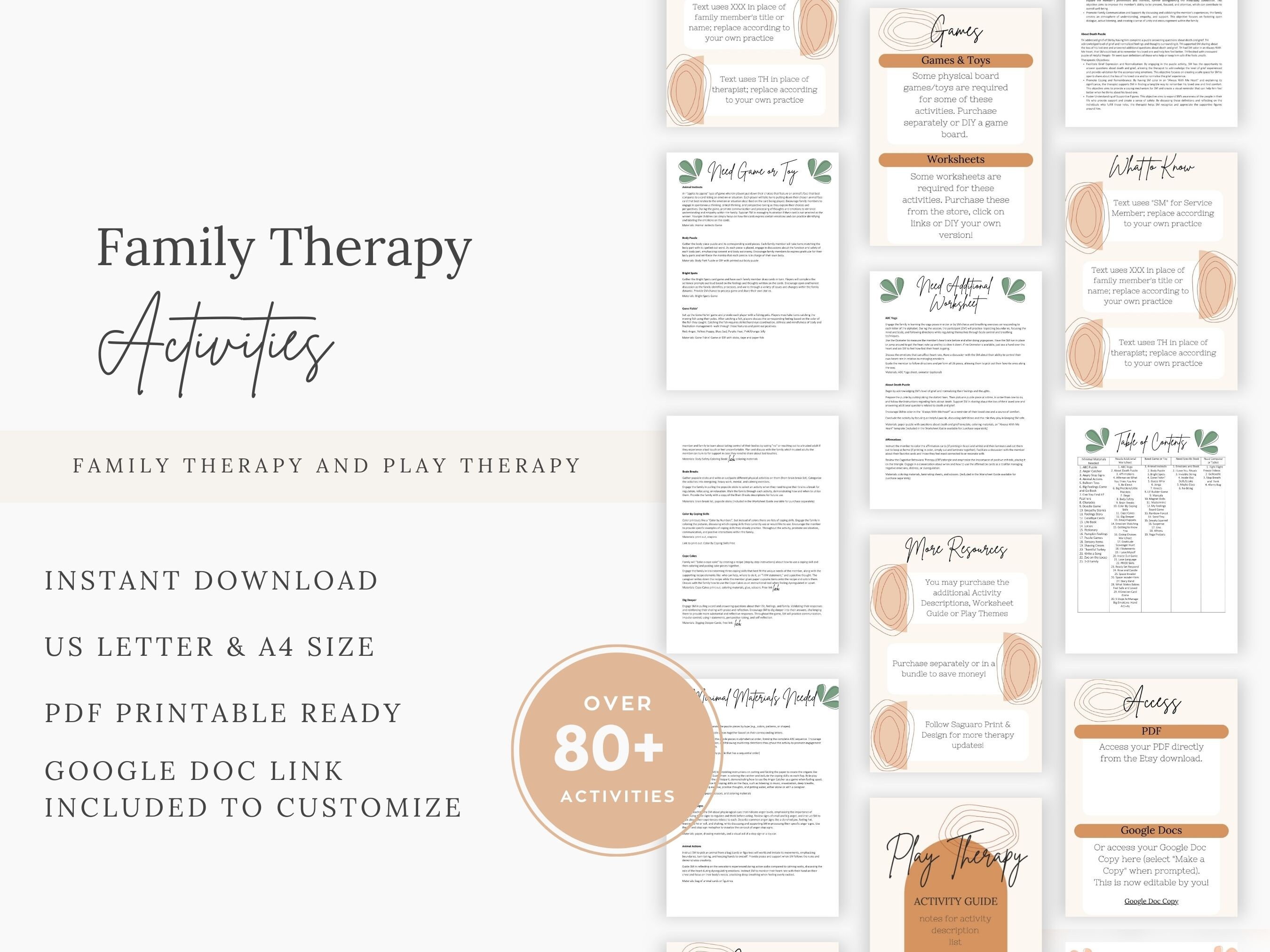 Family Therapy Activities: 80+ Play-based Activities + Worksheets (pdf ...