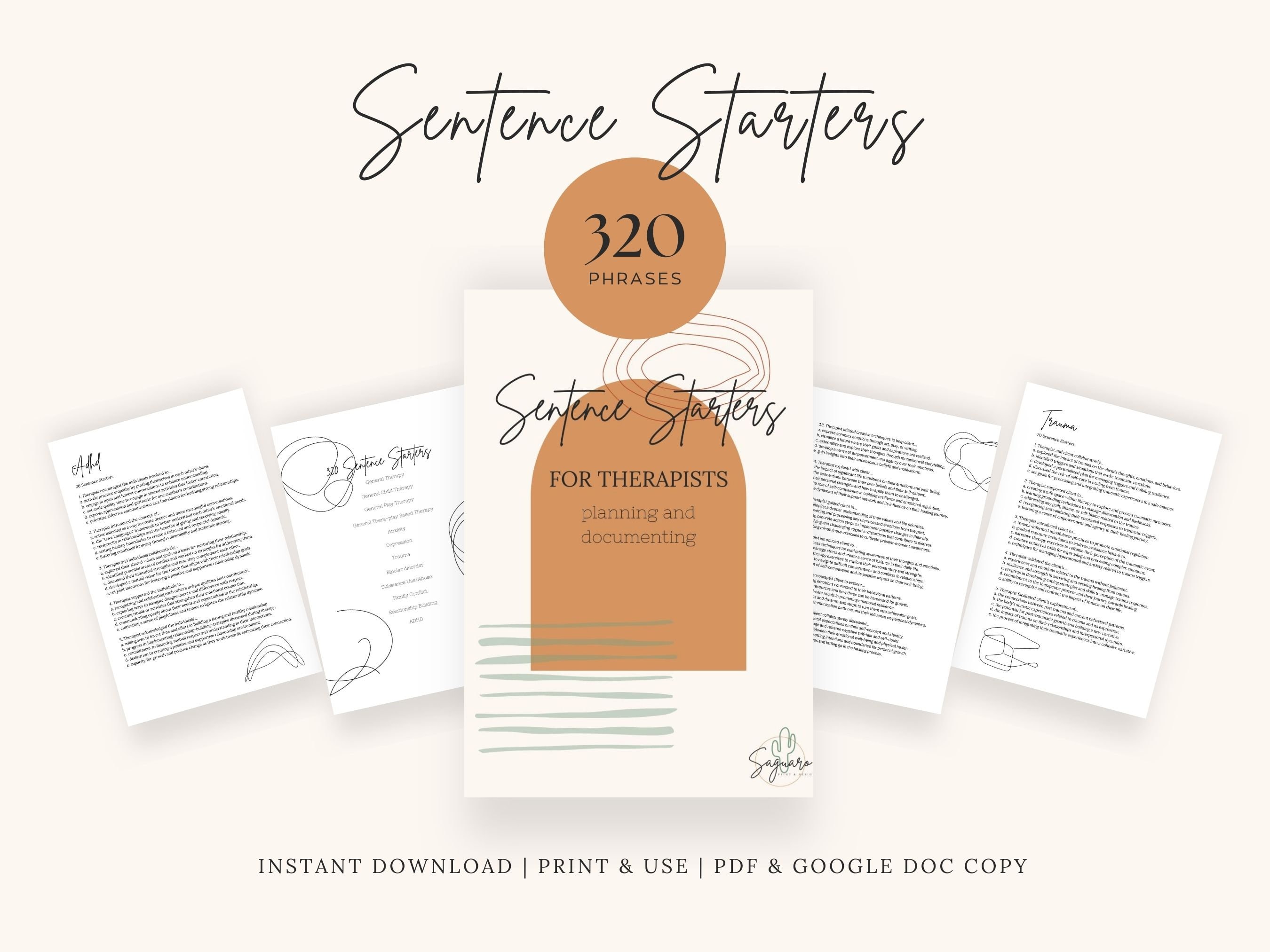 Therapeutic Sentence Starters: Therapy Cheat Sheet Documentation ...