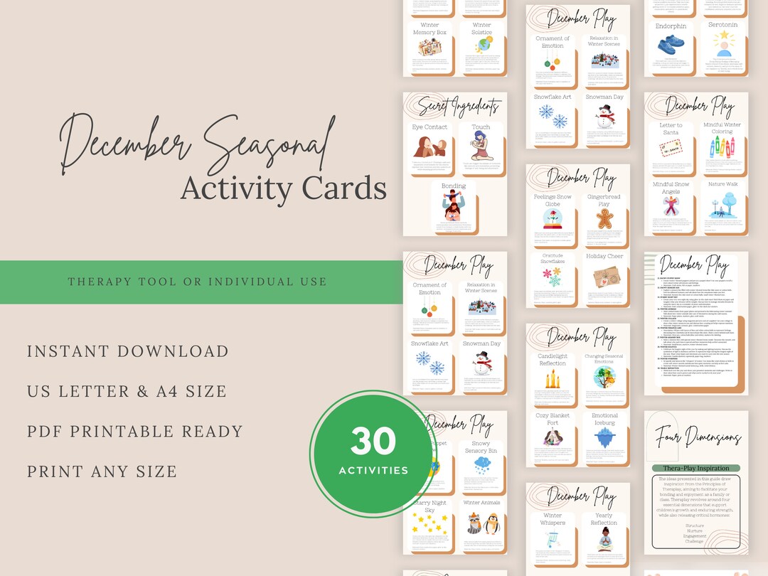 Seasonal Child Therapy Activities: 30 DECEMBER Done for You Activities ...