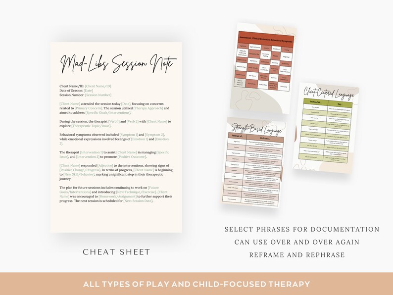 Play Therapy Clinical Language Cheat Sheet: Approaches, Interventions ...