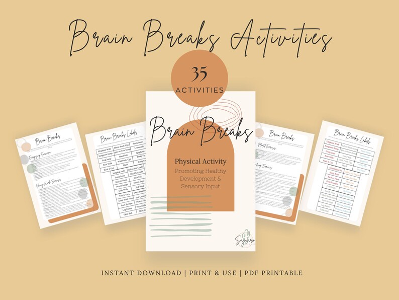 Brain Breaks Activity Cards for Kids Printable Movement, Exercise and ...