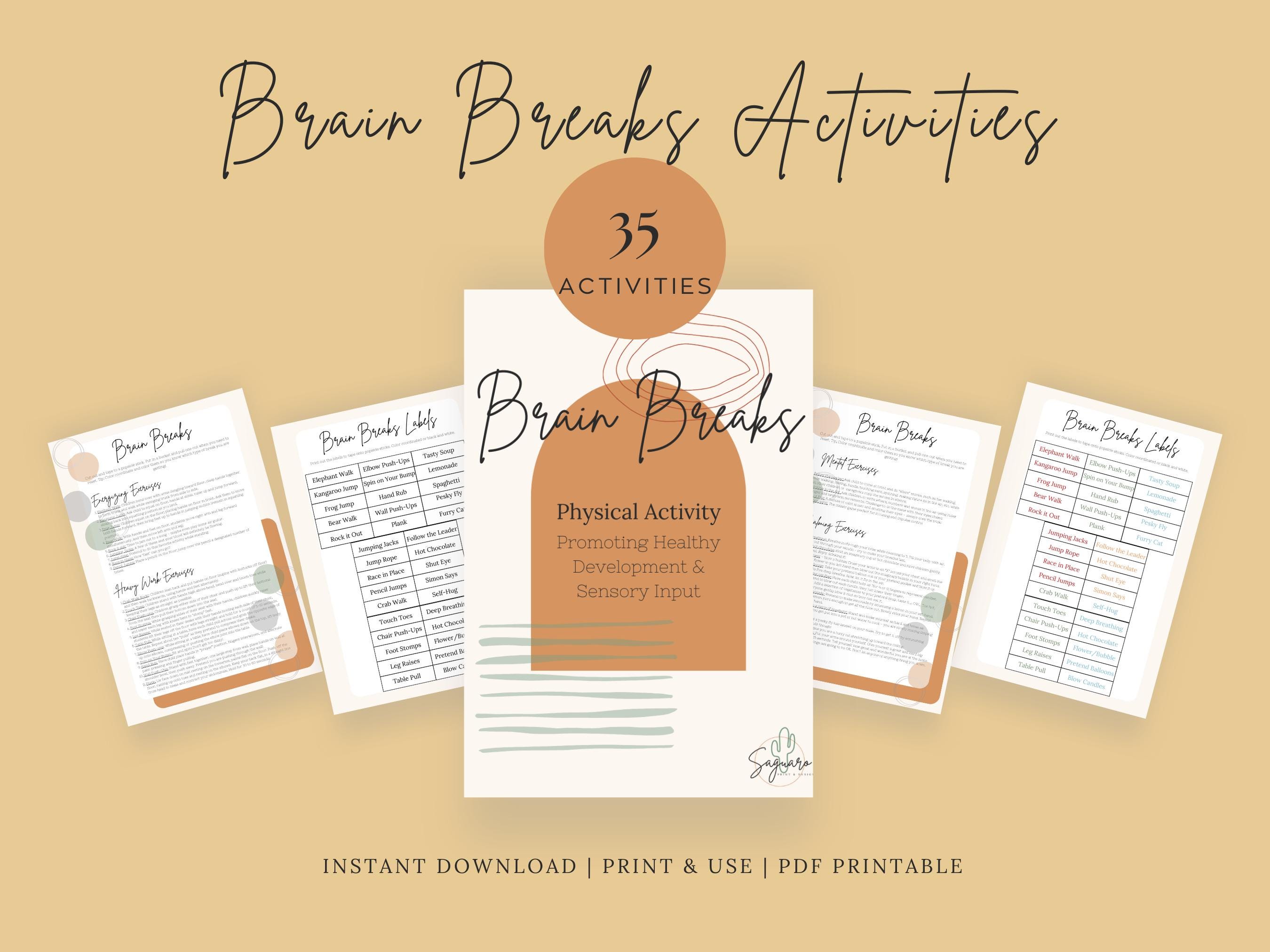 Brain Breaks Activity Cards for Kids Printable Movement, Exercise and ...