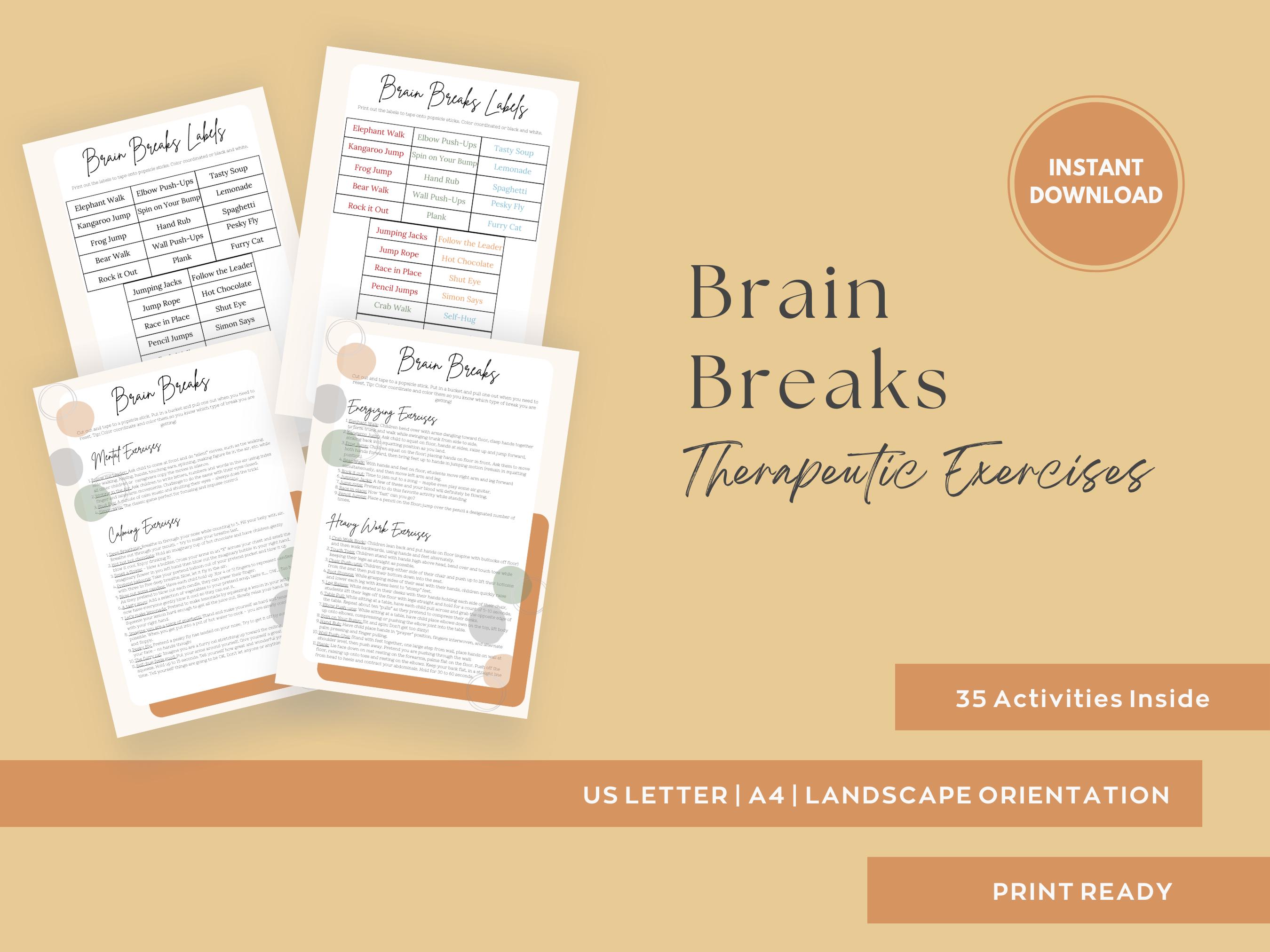 Brain Breaks Activity Cards for Kids | Printable Movement, Exercise and ...