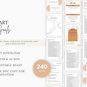 240 SMART Goals for Therapy Progress Notes: Cheat Sheet Template for ...
