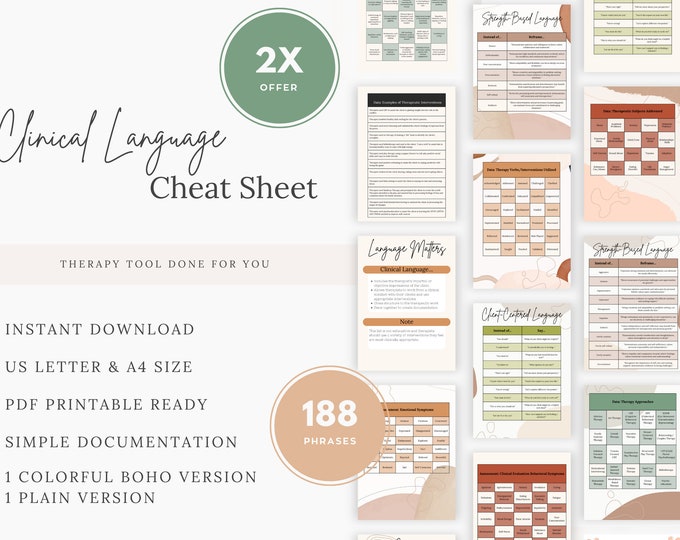 Clinical Language Cheat Sheet: Therapy Approaches, Interventions ...